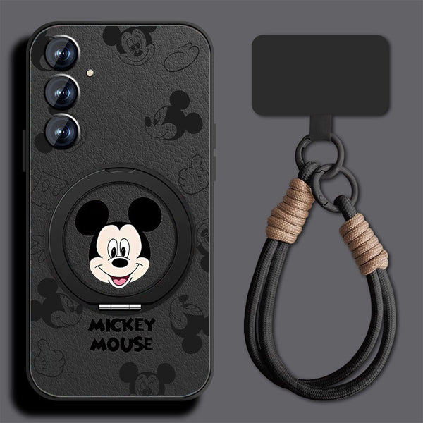 Mickey Mouse Rotating Bracket Leather Case with Lanyard – Winscase